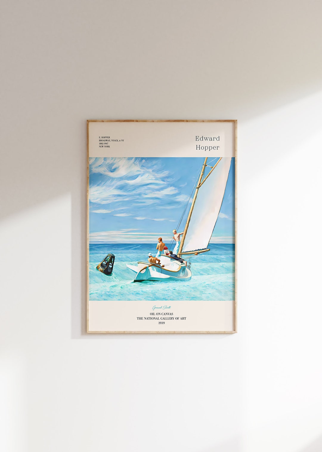 Edward Hopper Ground Swell Ocean Poster Sea Lover Gift Painting Mid ...