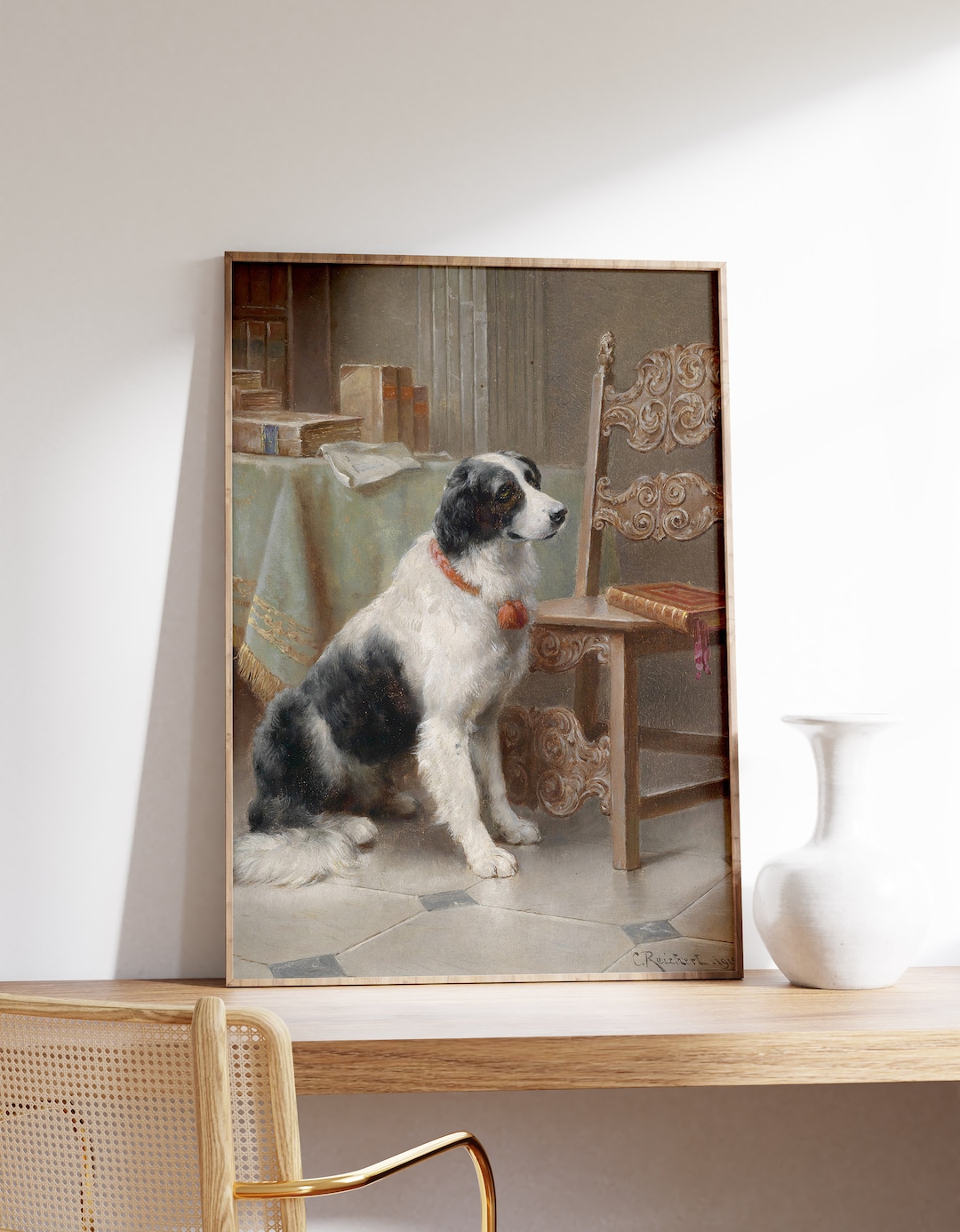 Vintage Dog Painting | Dog Portrait | Dog Framed Print | Dog Wall Art ...