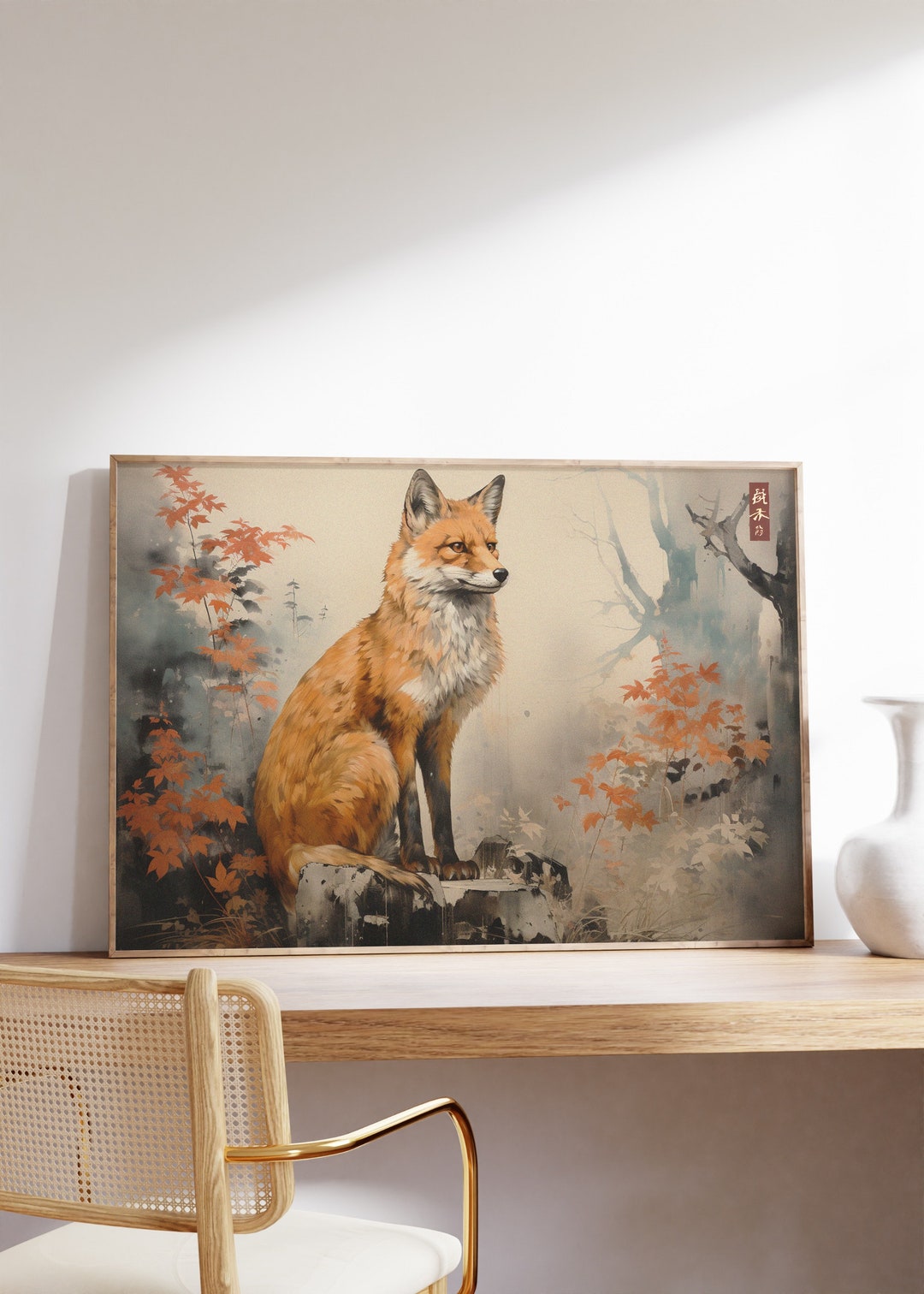 Japanese Fox Art Print | Vintage Animal Wall Art | Antique Japanese ...