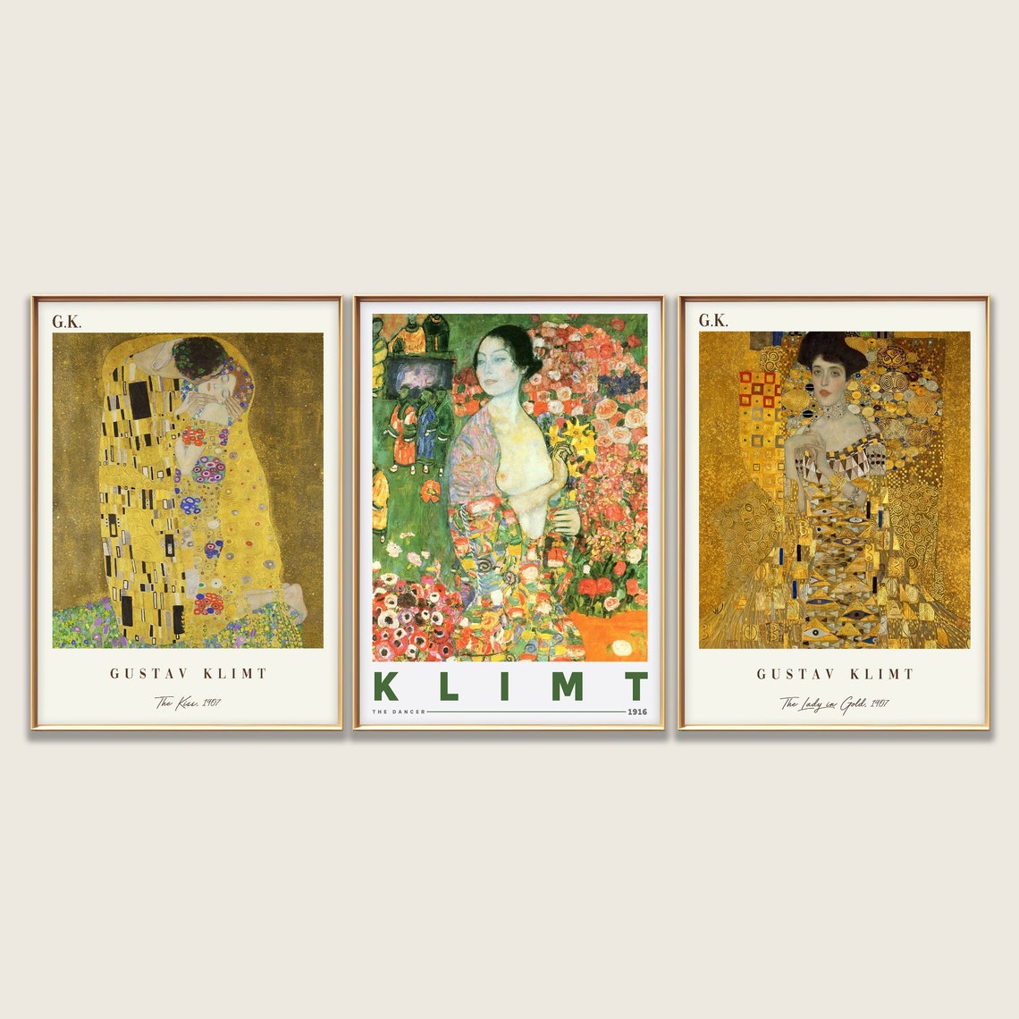 Gustav Klimt Set of 3 Print | Art Nouveau | Gallery Wall Art | Vintage ...