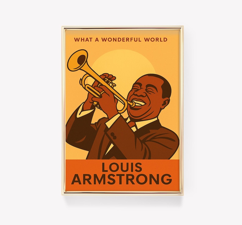 Louis Armstrong Poster | Jazz Trumpet Art | Minimalist Jazz Decor ...