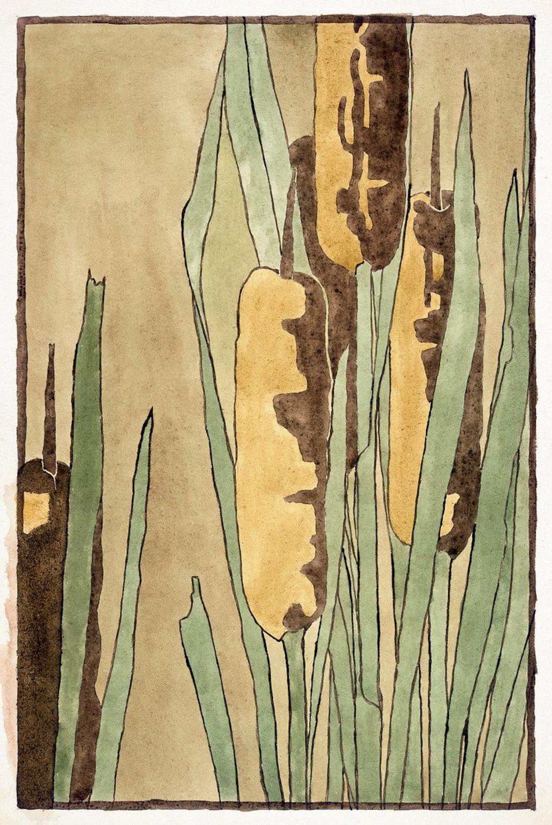 Charles Rennie Mackintosh | Bullrushes Print | Vintage Art | Botanical ...