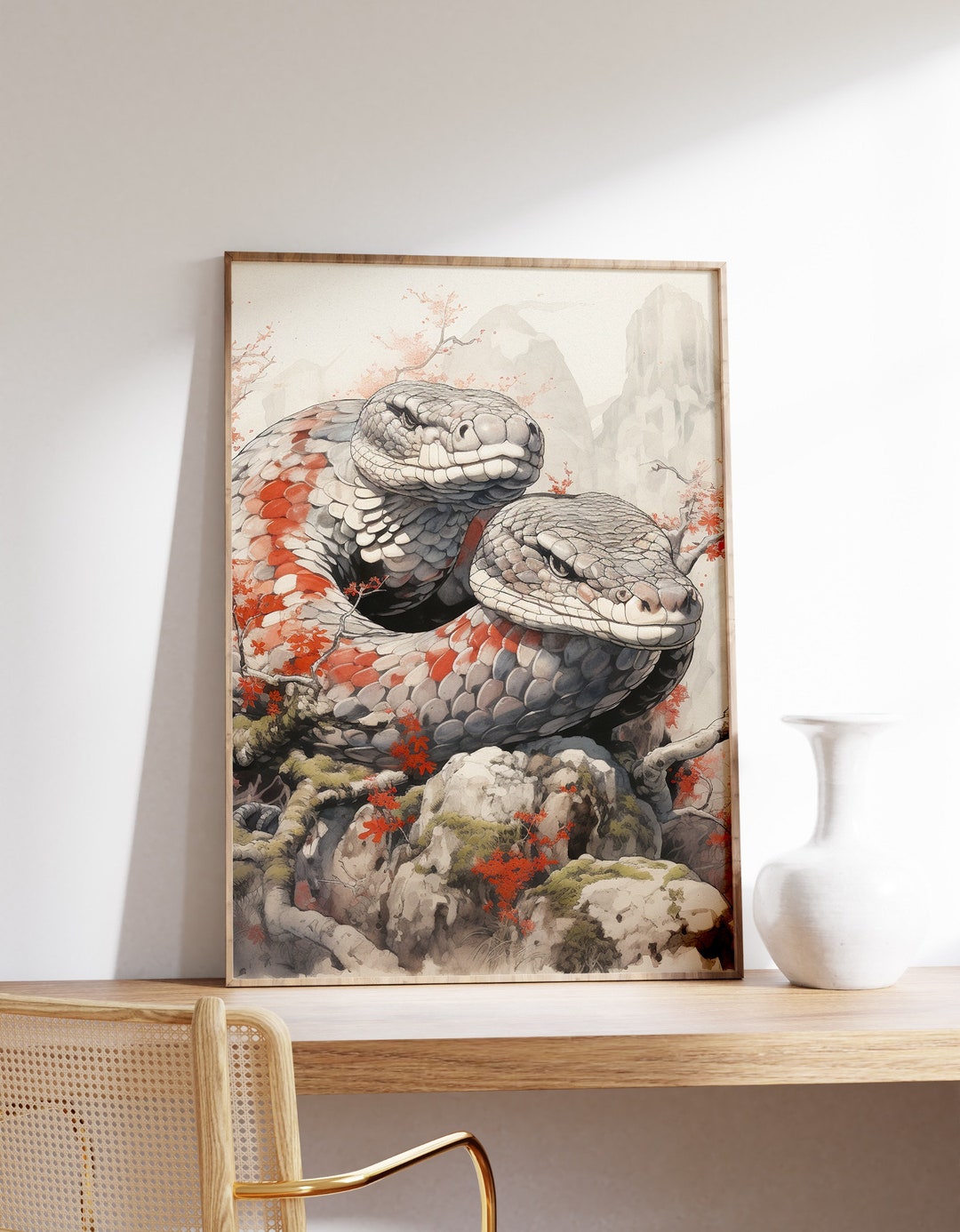 Japanese Snake Poster | Animal Poster | Snake Art Print | Animal Wall ...