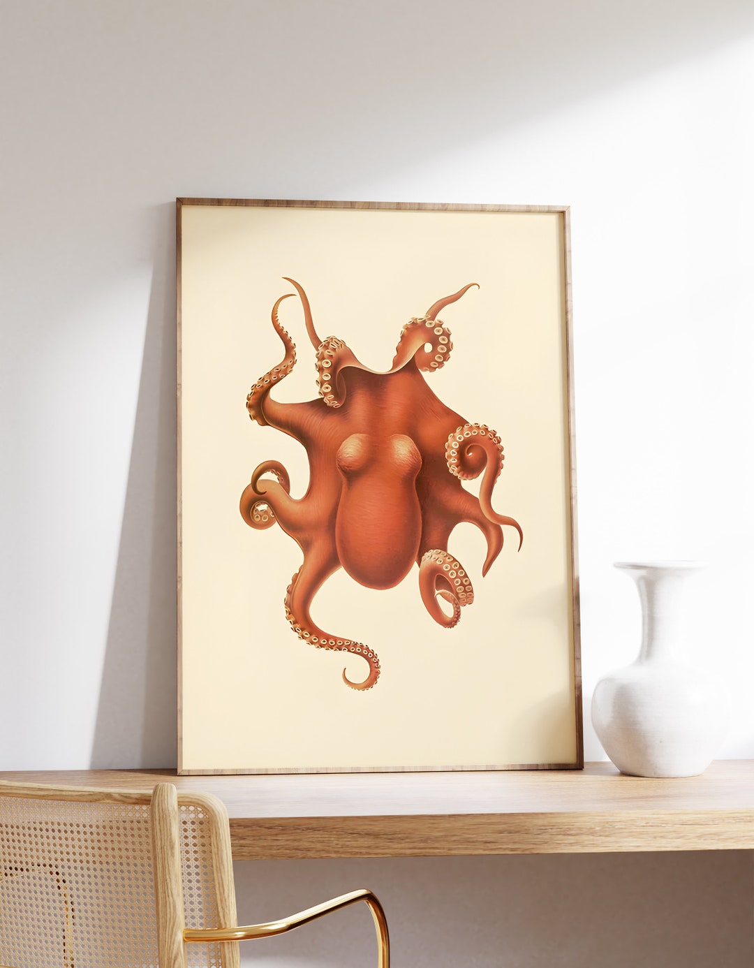 Deep Sea Creatures Poster Marine Life Print Sea Painting Squid Art ...