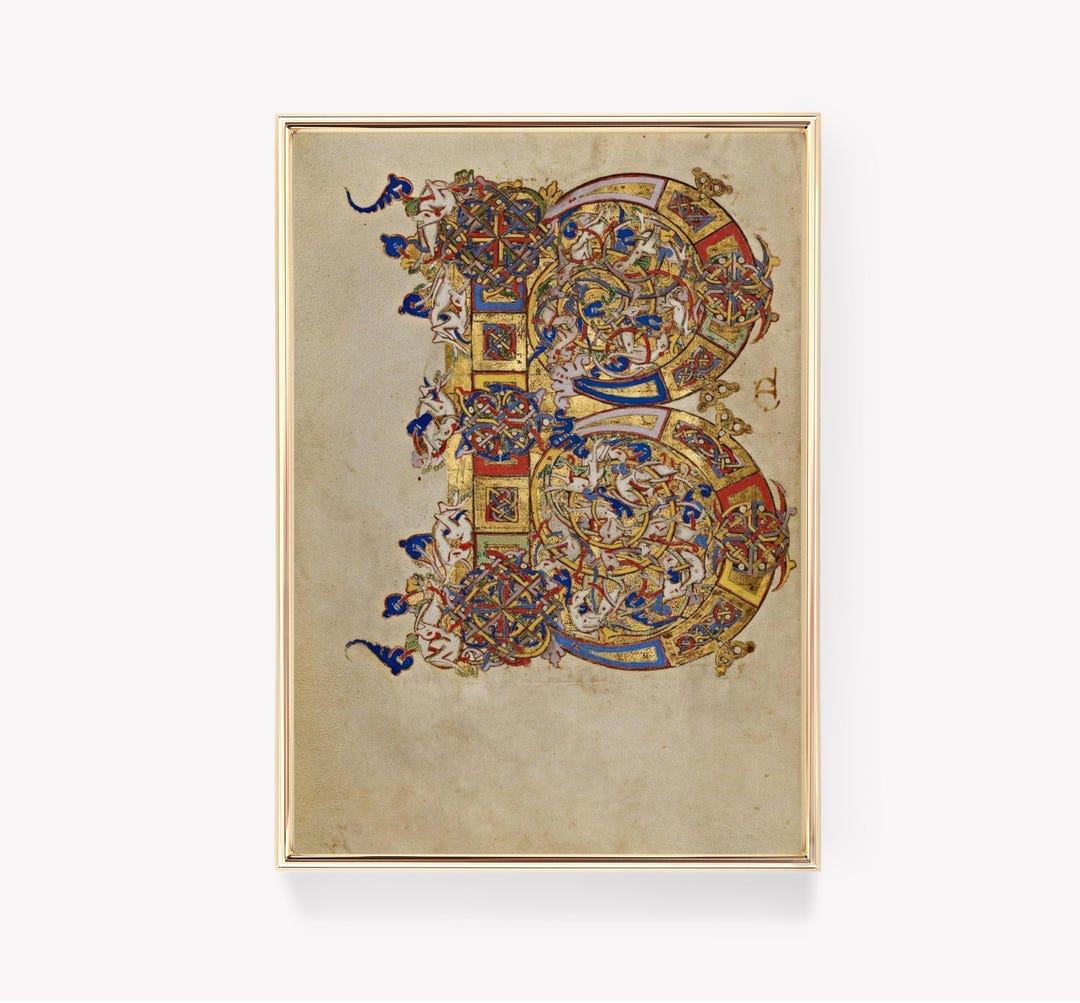 Vintage Manuscript | Illuminated Print | Antique Initial | Letter Art ...