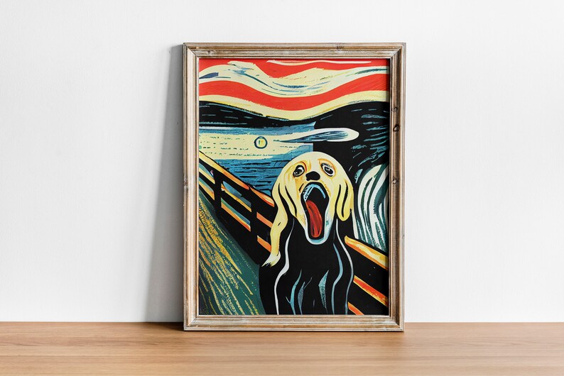 Funny Dog Room Decor | the Scream Dog Poster | Dog Portrait Print ...