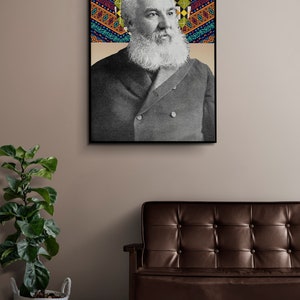 Alexander Graham Bell Original Art Print - Photo Poster Gift Wall ...
