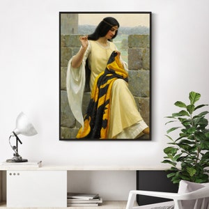 Edmund Leighton - Stitching the Standard (1911) - Classic Painting ...