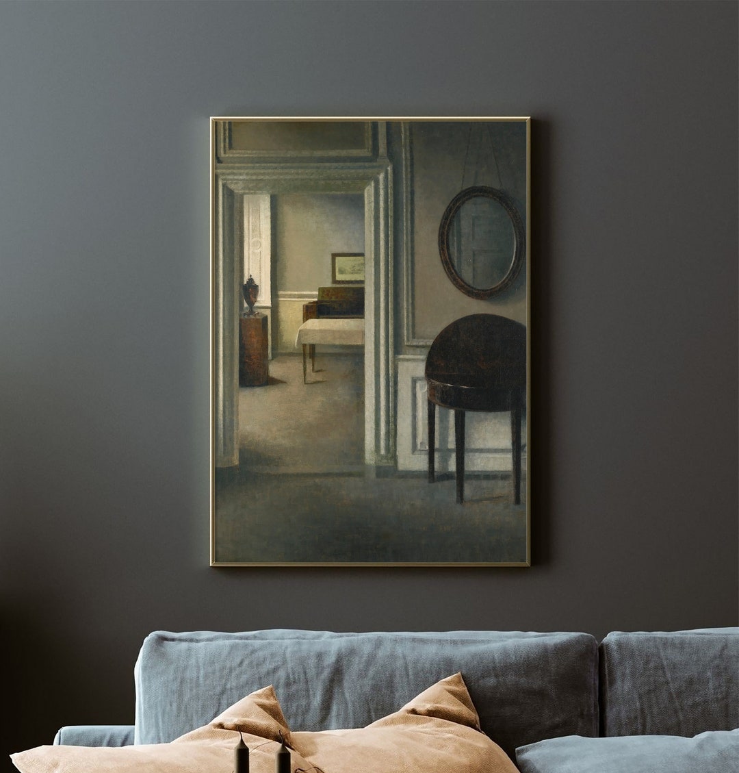 Vilhelm Hammershoi - Interior With a Mirror (1907) | Interior Wall Art ...