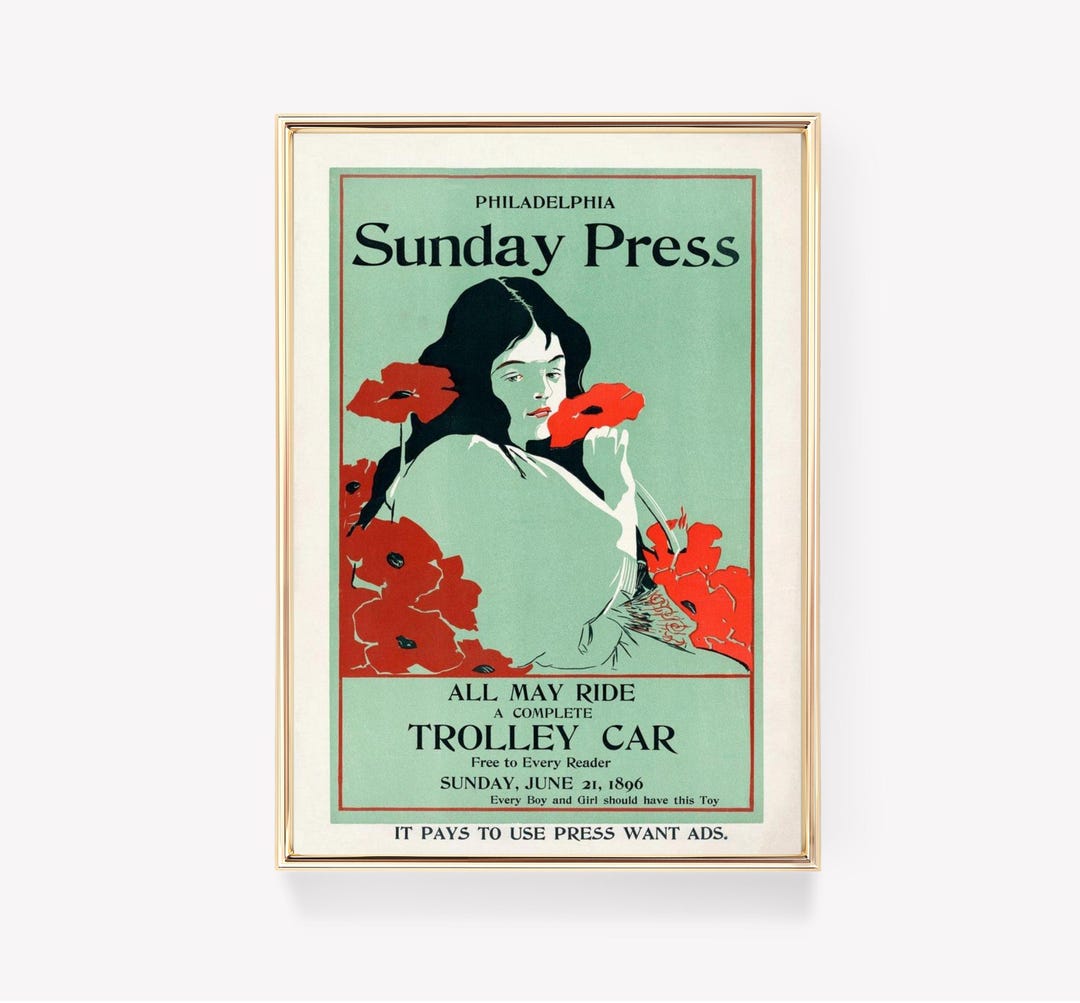Philadelphia Sunday Press | Vintage Poster Print | Retro Newspaper Art ...