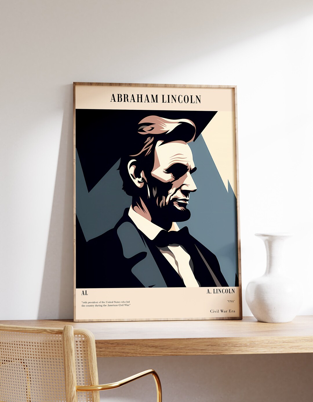 Abraham Lincoln Print | Vintage Print | Minimal Wall Decor | Wall Art ...