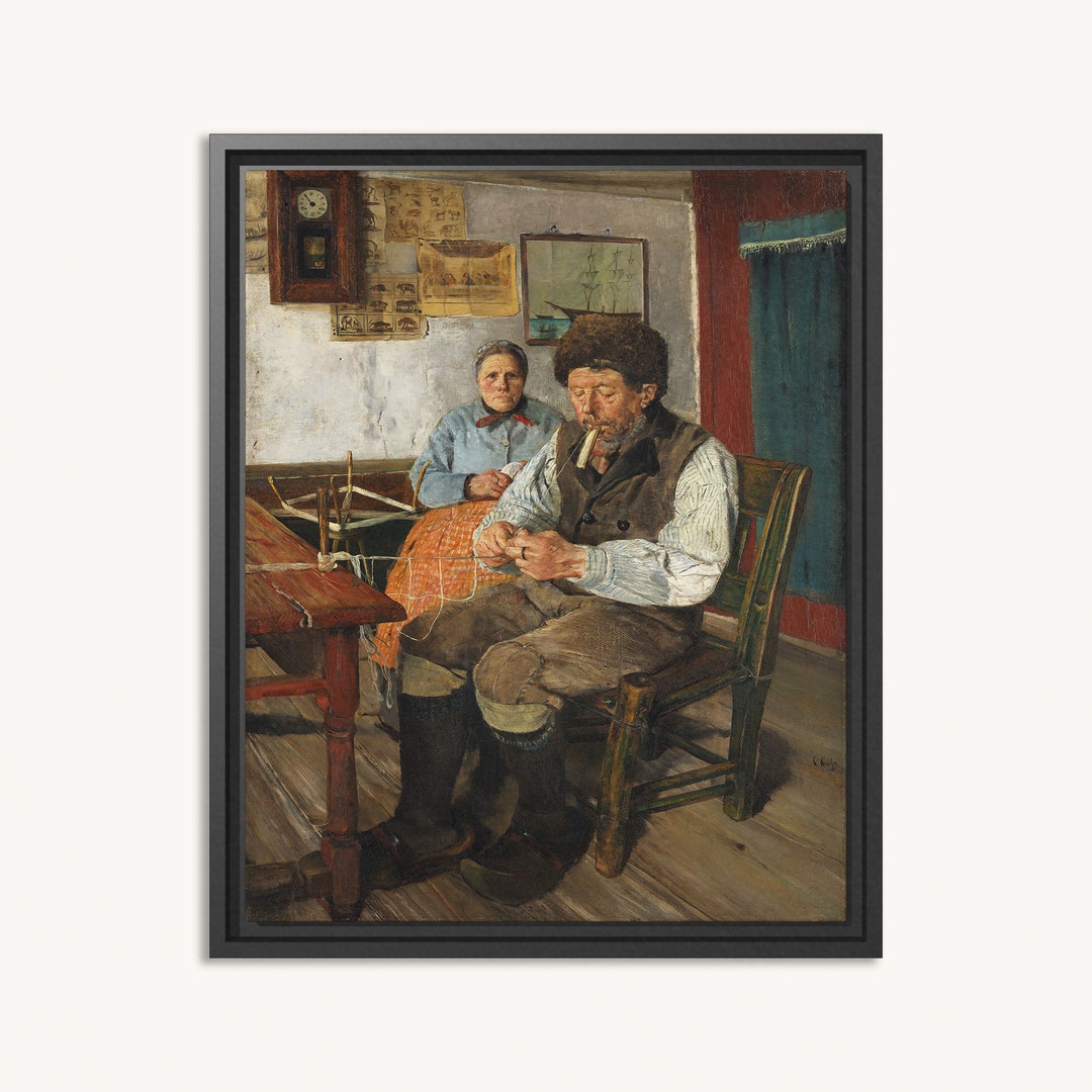 Premium Framed Canvas | Christian Krohg - the Net Mender (1879 ...