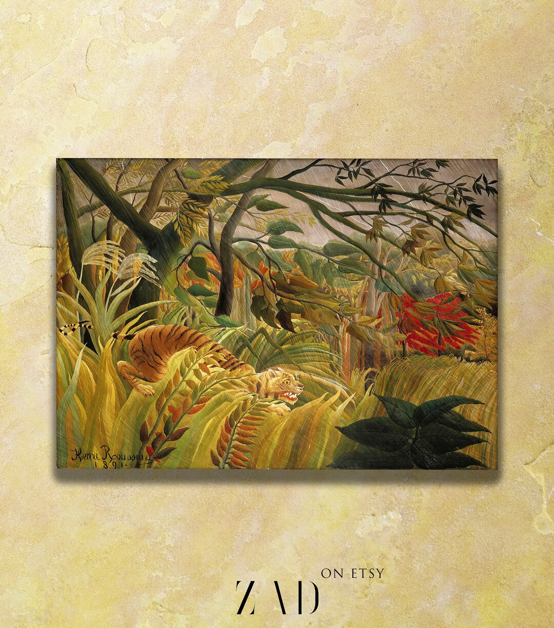 Henri Rousseau - Tiger in a Tropical Storm/surprised! (1891) - Classic ...