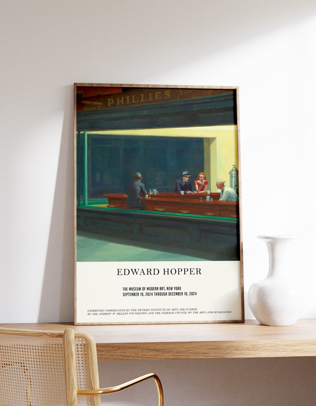 Edward Hopper Exhibition Poster, Office Wall Art, Nighthawks Print ...