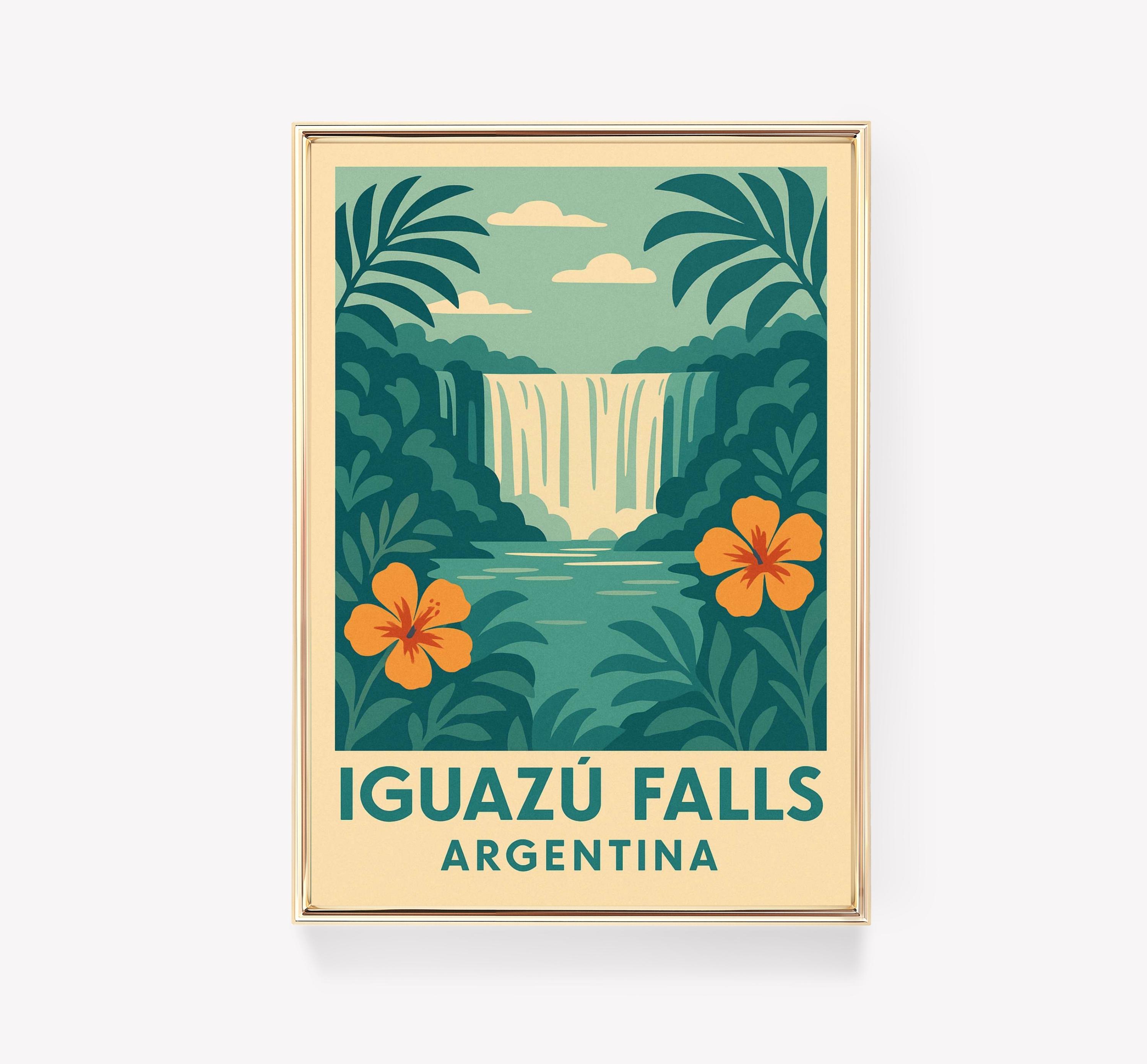 Iguazú Falls Travel Poster, Argentina Wall Art, Vintage Print, Travel ...