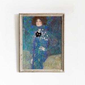 Gustav Klimt Cat Art Print | Klimt Cat Poster | Black Cat Art | Funny ...