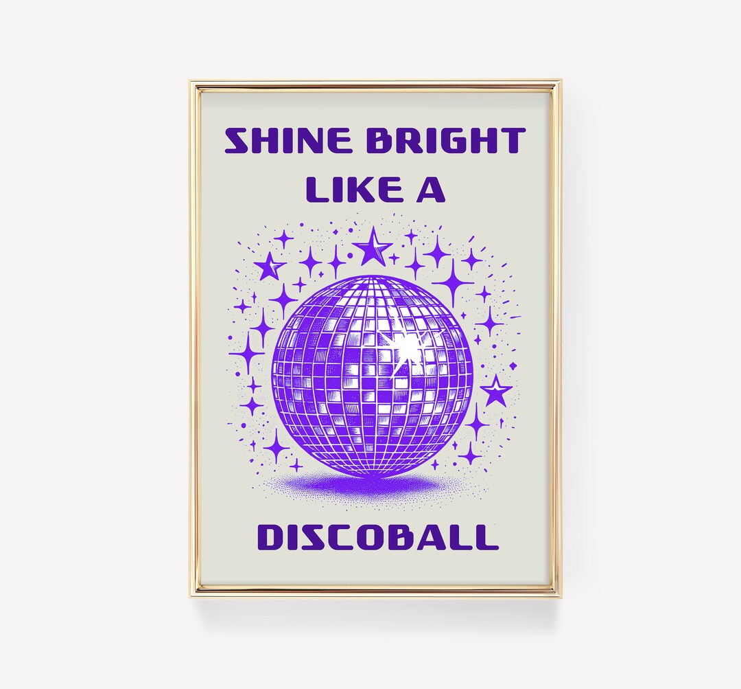 Disco Ball Poster | Party Vibes Print | Dance Wall Art | Retro Disco ...