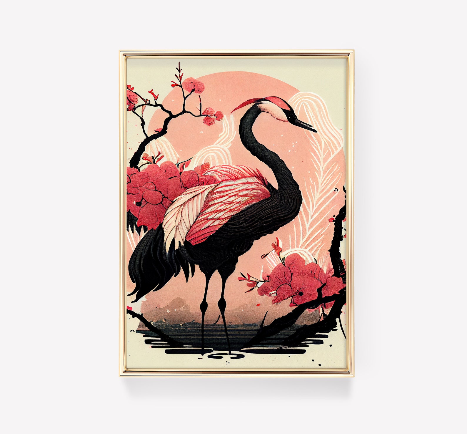Japanese Flamingo Poster | Animal Poster | Flamingo Art Print ...