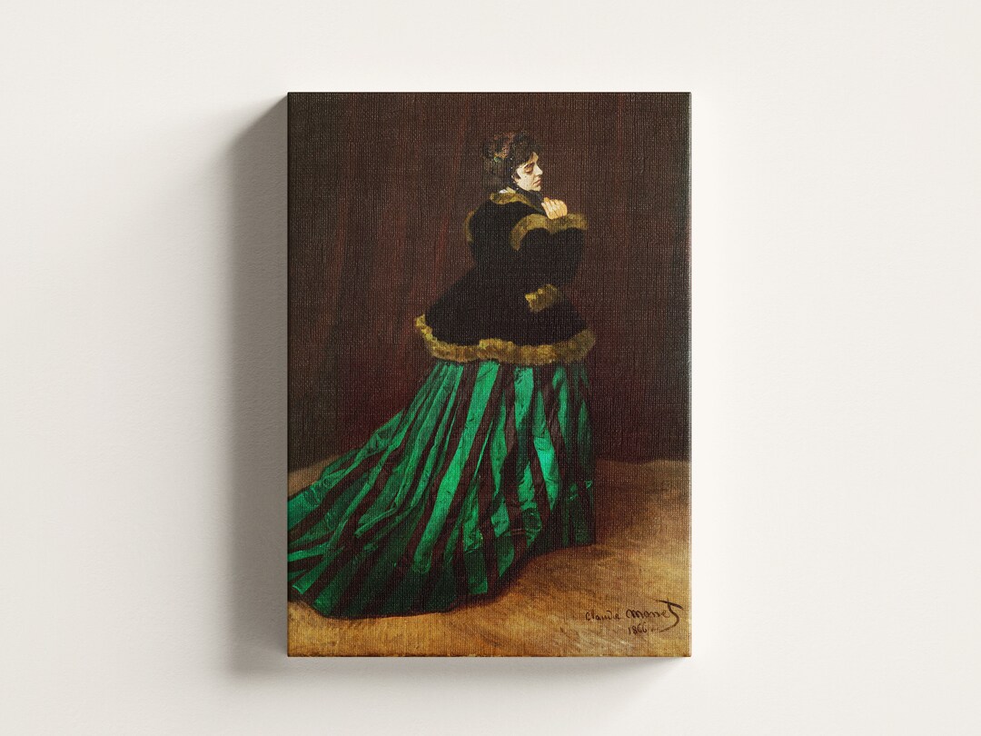 Premium Canvas | Claude Monet - Camille the Woman in the Green Dress ...