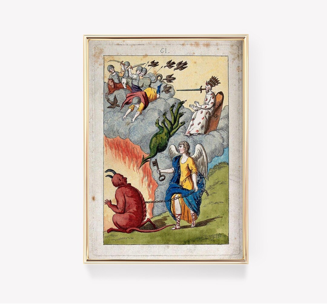 The Devil Art | Chained Devil Print | Bottomless Pit | Vintage Painting ...
