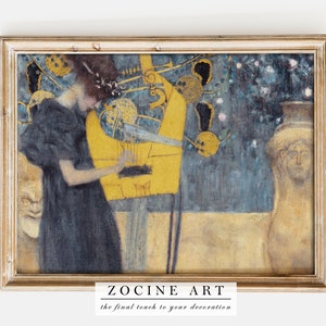 Gustav Klimt - Music I (1895) (horizontal) - Poster Painting Musical ...