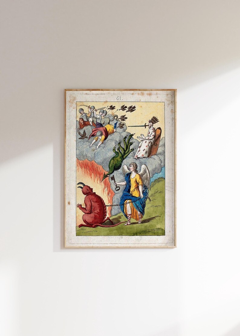 The Devil Art | Chained Devil Print | Bottomless Pit | Vintage Painting ...