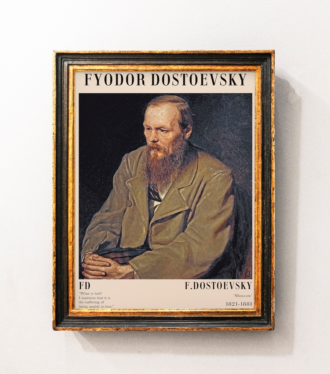 Fyodor Dostoevsky Poster, Vintage Wall Art, Bookworm Gift, Wall Art ...