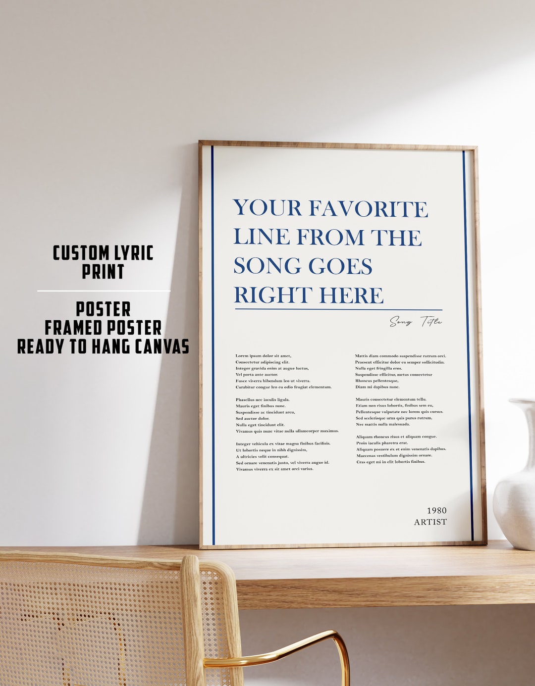 Lyric Poster Lyric Wall Art Song Poster Custom Song Lyric Print ...
