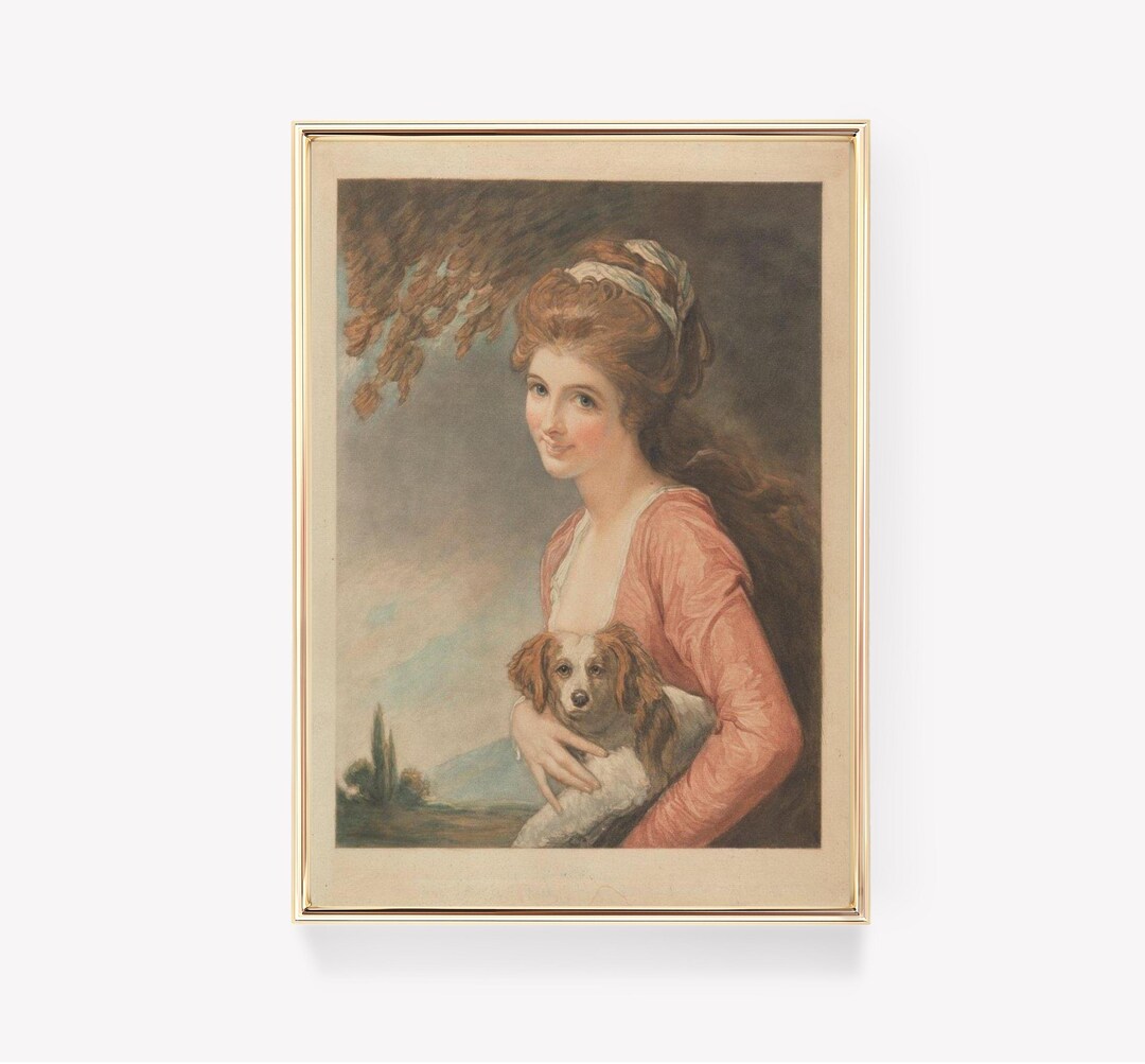 George Stubbs Art | A Young Lady & Dog | Vintage Painting | Classical ...