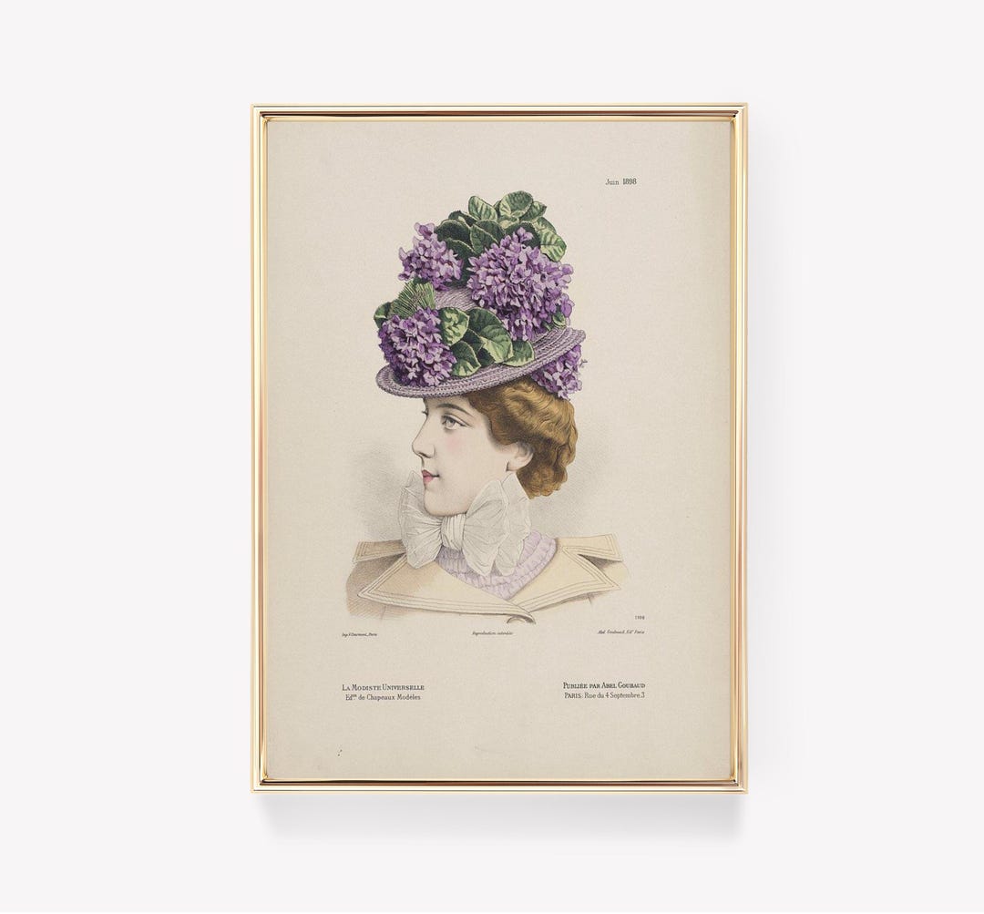 Vintage Fashion Print | Antique Hat Art | 1898 Fashion | La Modiste ...