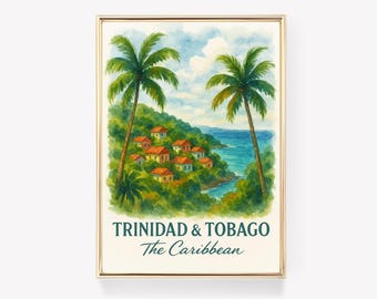 Trinidad & Tobago Vintage Travel Poster: Caribbean Island Art - Etsy