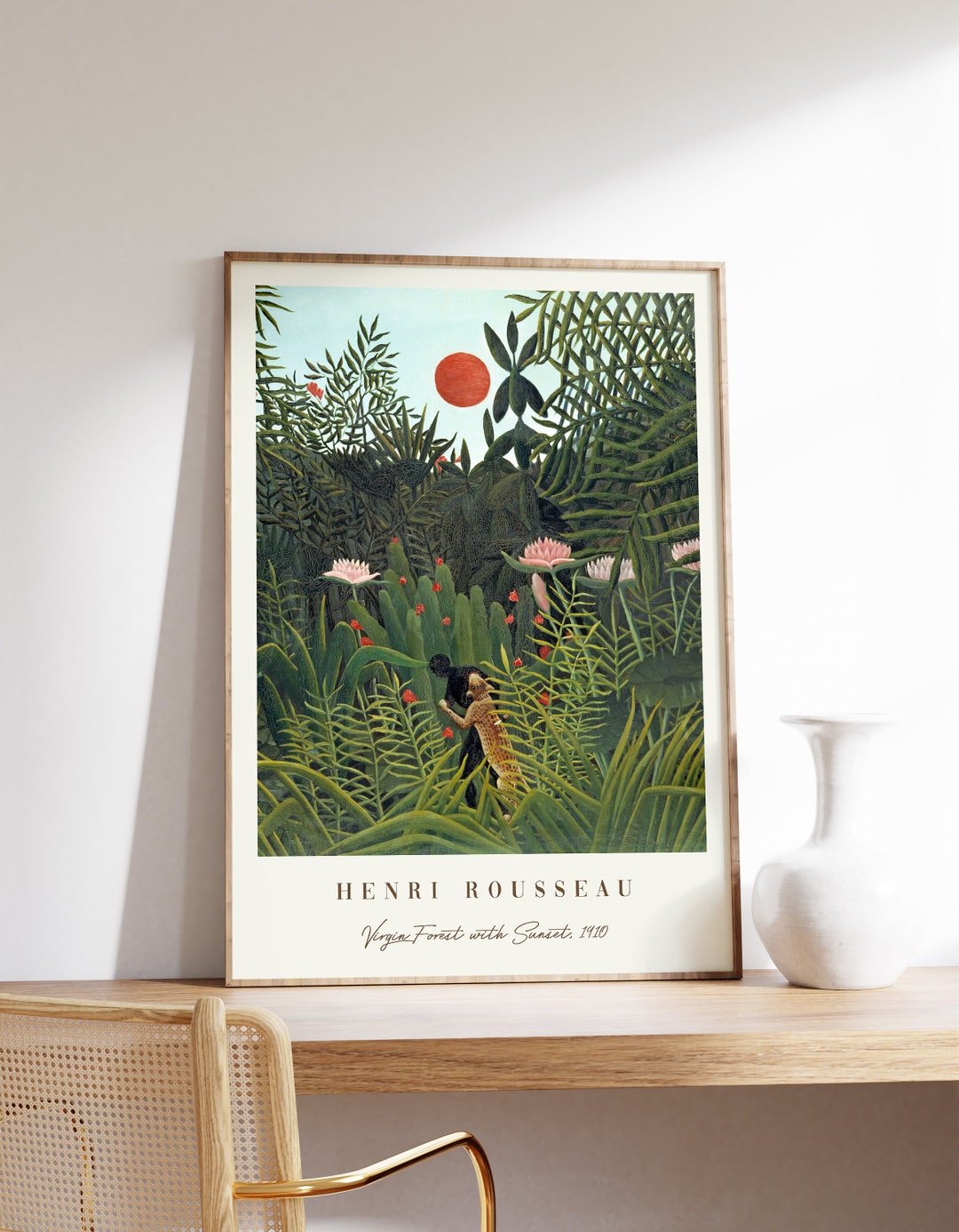 Henri Rousseau Poster | Virgin Forest With Sunset | Henri Rousseau ...