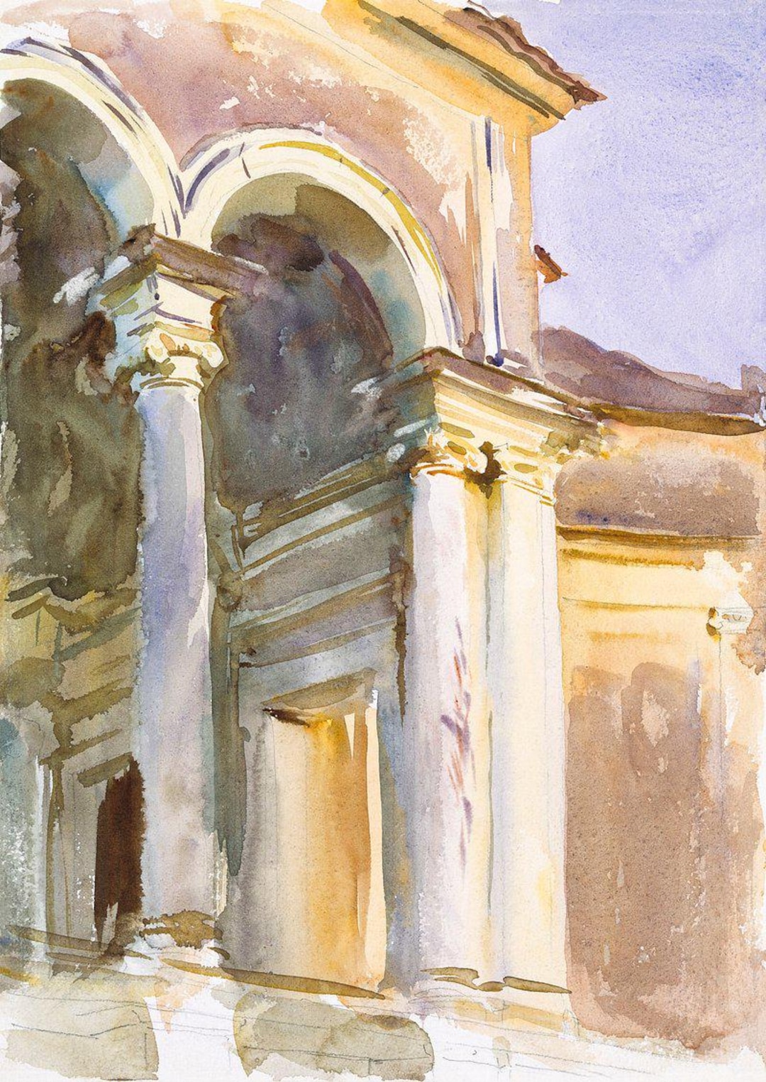 John Singer Sargent Print | Watercolor Building Art | Classical Facade ...