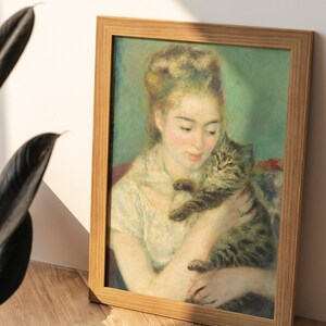 Pierre-auguste Renoir - Woman With a Cat (1875) | Vintage Print, Cat ...