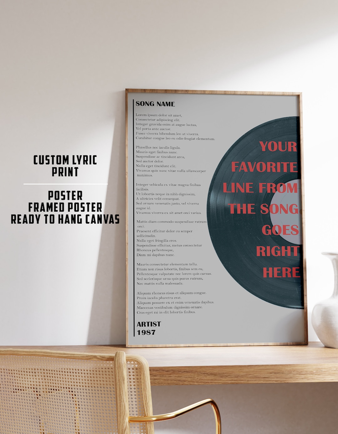 Lyric Poster Music Poster Custom Song Lyric Print Lyric Wall Art ...