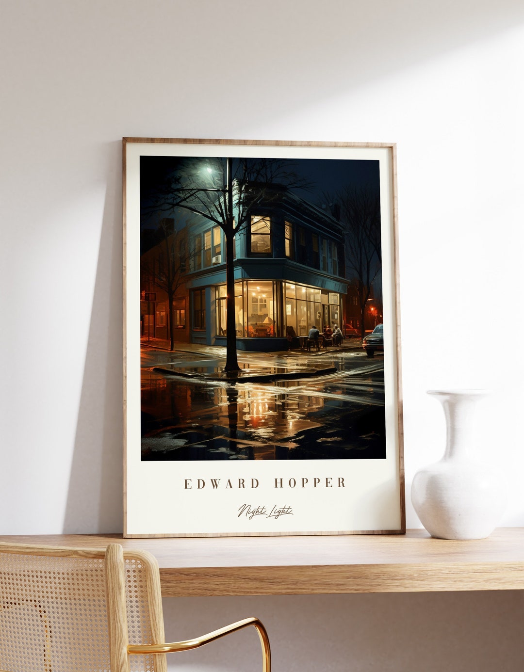 Night Light Poster | Edward Hopper | Vintage Painting | Modern Wall Art ...