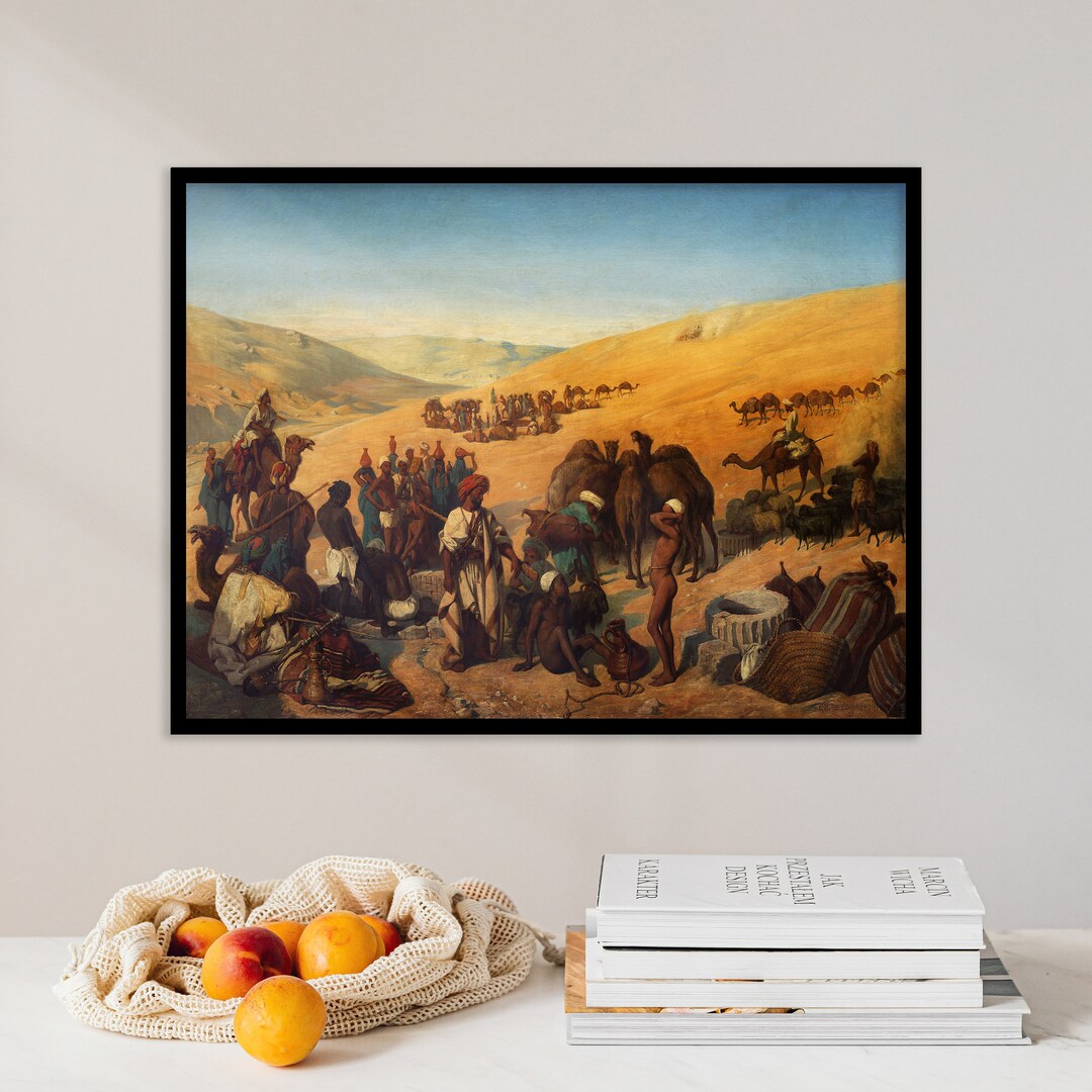 Charles De Coubertin - Halt of Caravans at the Wells of Saba (1850 ...