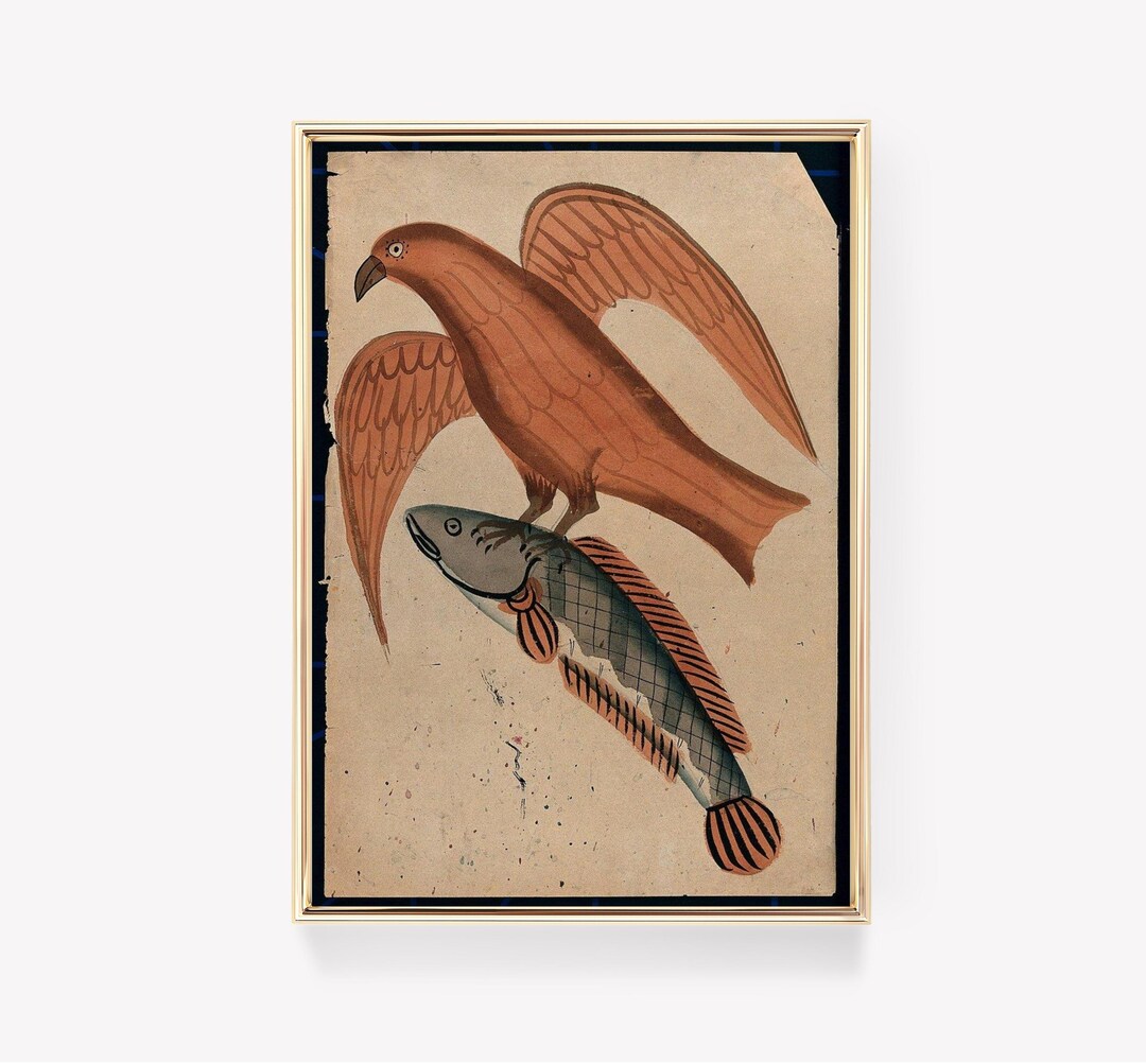 Eagle and Fish Art | Wildlife Illustration | Vintage Painting | Nature ...