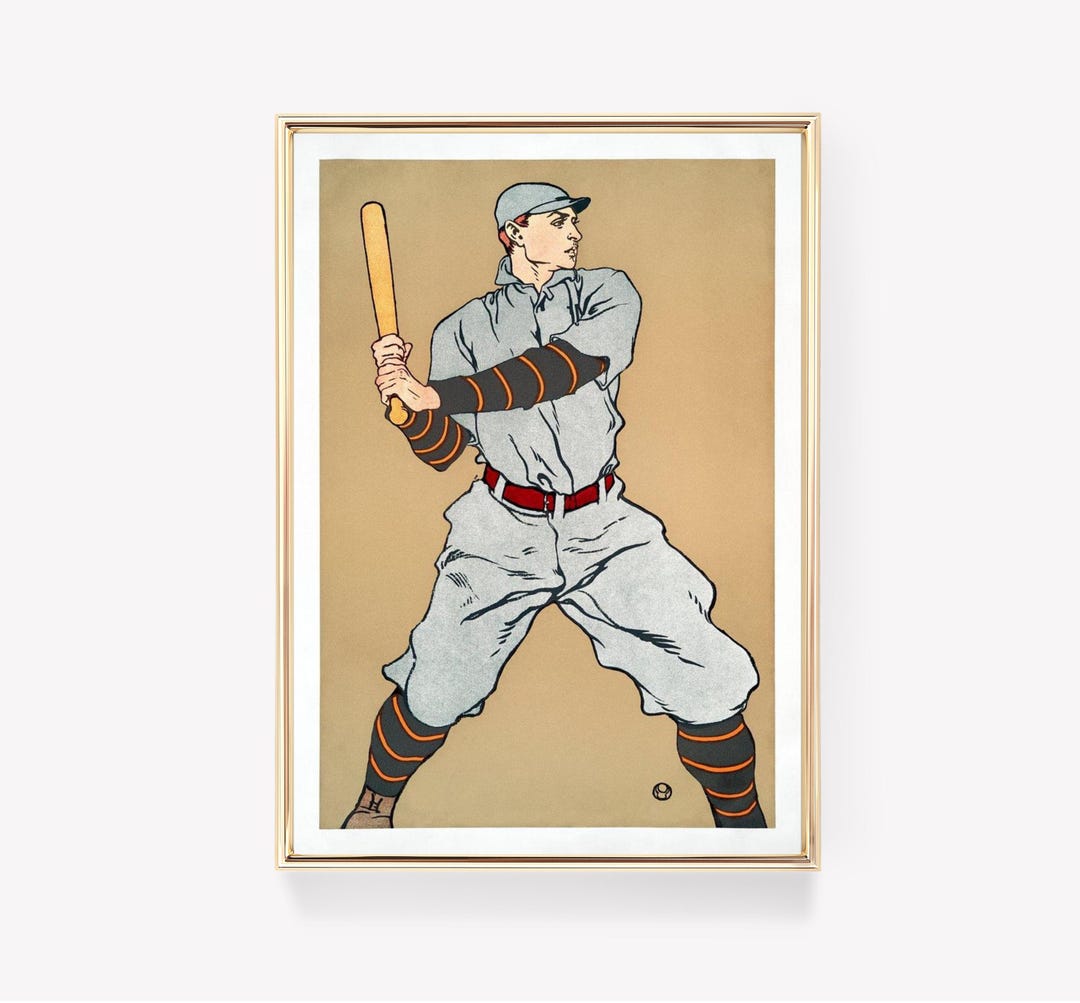 Edward Penfield Baseball | Player Art Print | Vintage Illustration ...