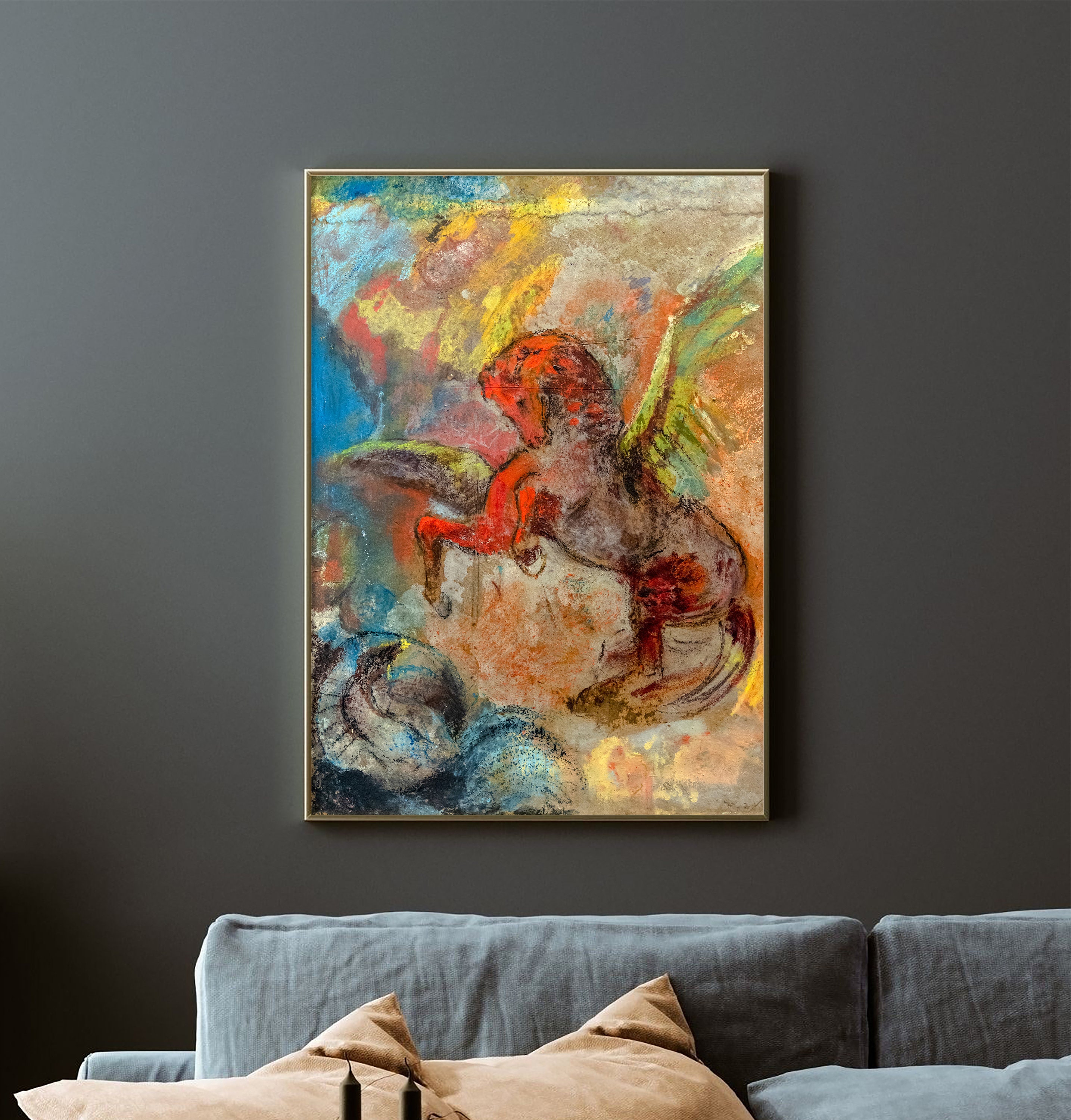 Odilon Redon - Pegasus and the Hydra (1900) | Vintage Farmhouse Oil ...