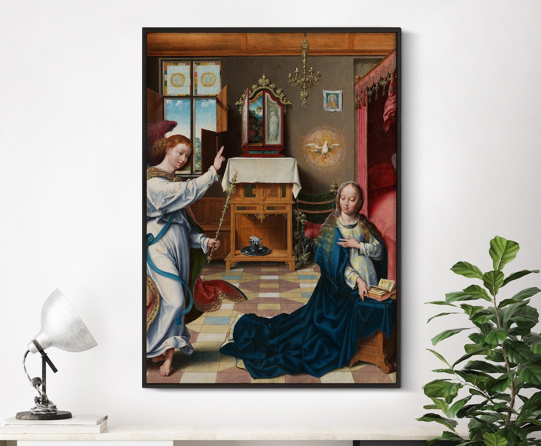Joos Van Cleve - the Annunciation (1525) | Antique Painting Print Canvas Christ Historical ...