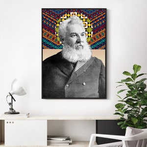 Alexander Graham Bell Original Art Print - Photo Poster Gift Wall ...