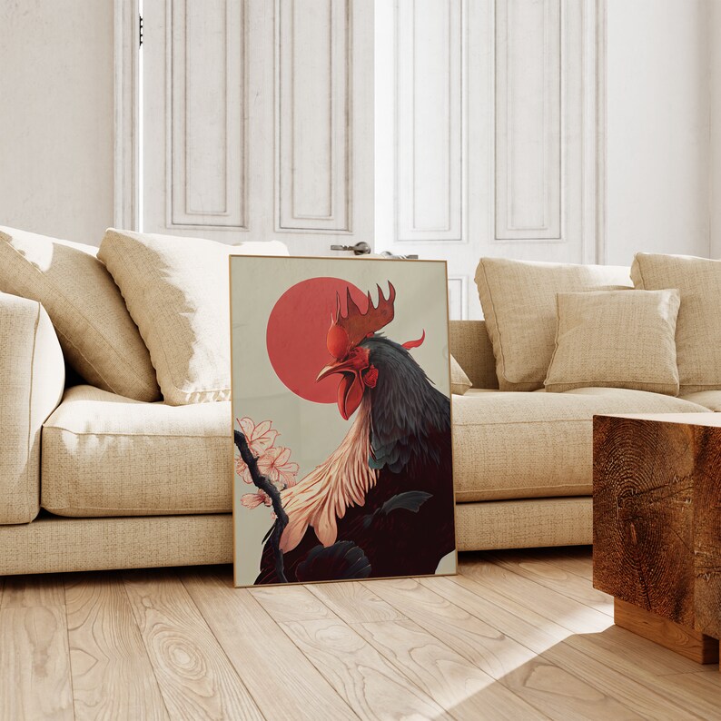 Japanese Print Rooster Poster Animal Art Print Vintage - Etsy