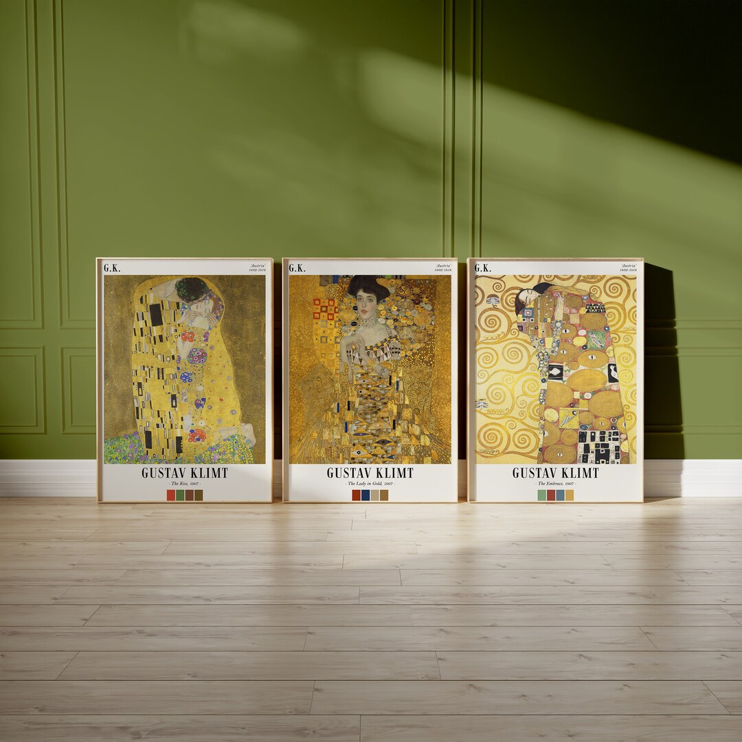 Gustav Klimt Prints Set of 3 | the Kiss Print | the Embrace | the Lady ...