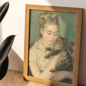 Pierre-auguste Renoir - Woman With a Cat (1875) | Vintage Woman Cat ...