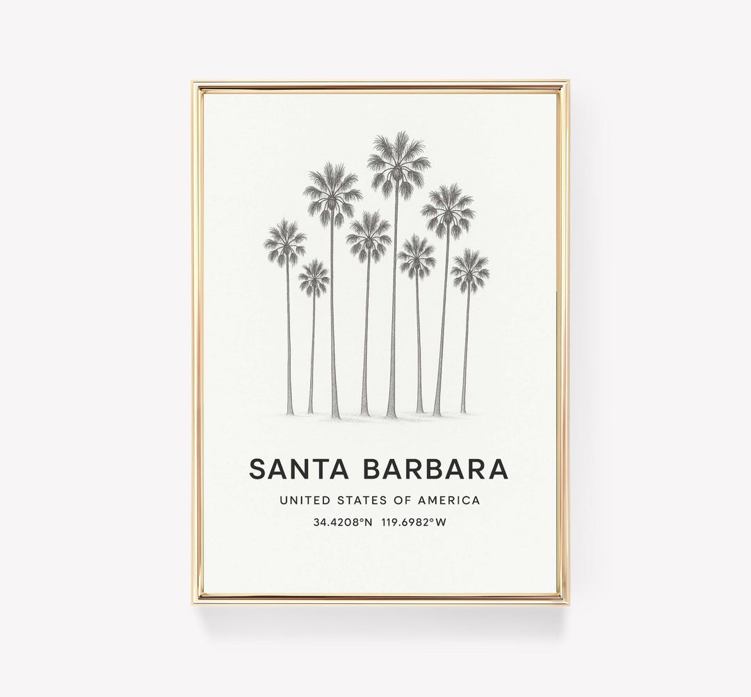 Santa Barbara Travel Poster, California Wall Art, Santa Barbara Print ...