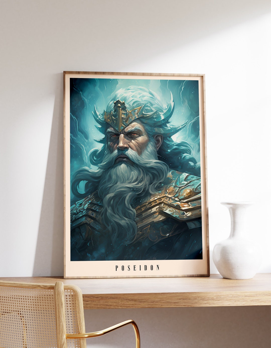 Poseidon Poster | Mythology Poster | Ancient Greece Art | Mythical ...