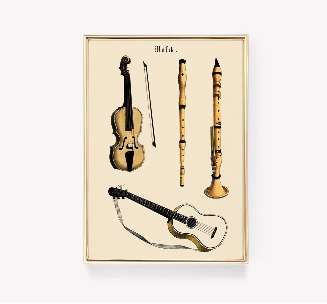 Vintage Musical Instruments | Antique Instrument Print | Vintage Music ...