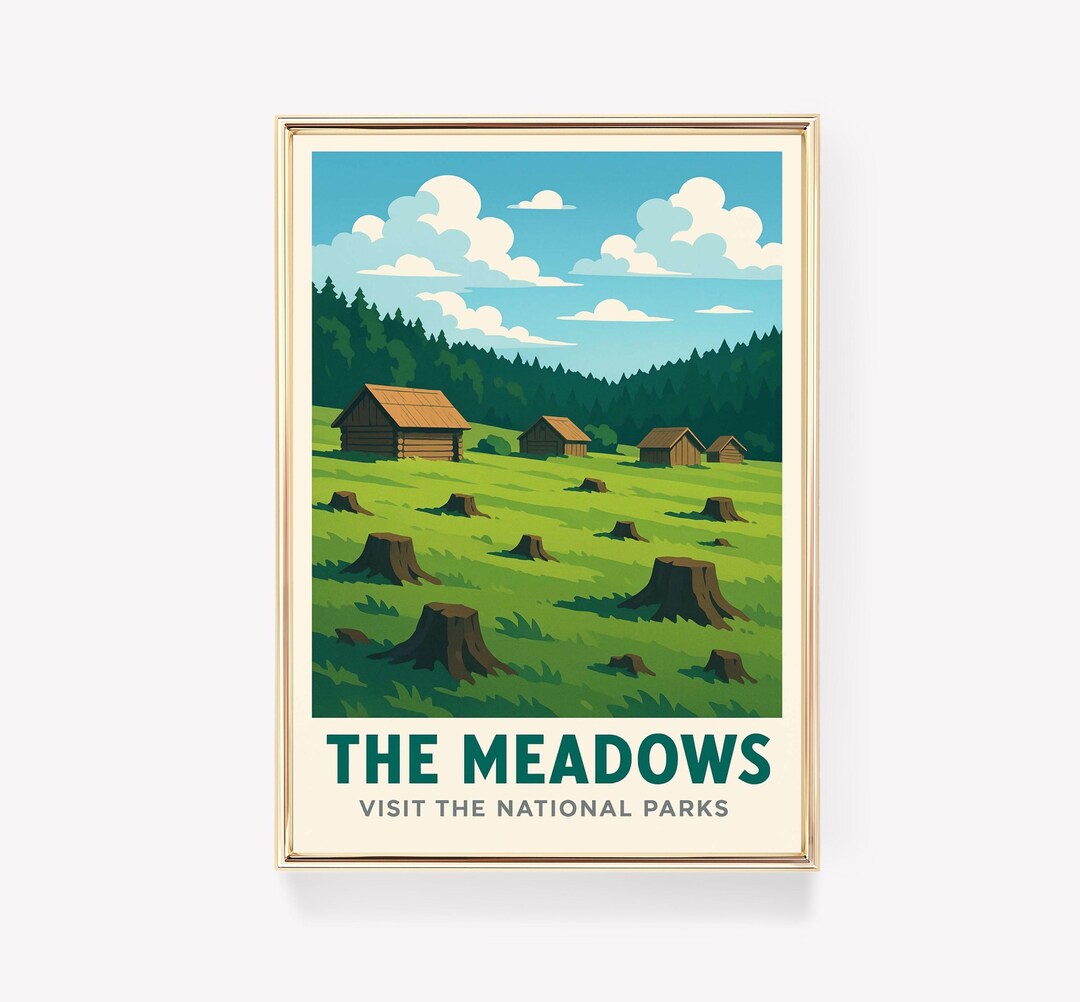 The Meadows Vintage Travel Poster, USA National Parks Wall Art, Retro ...