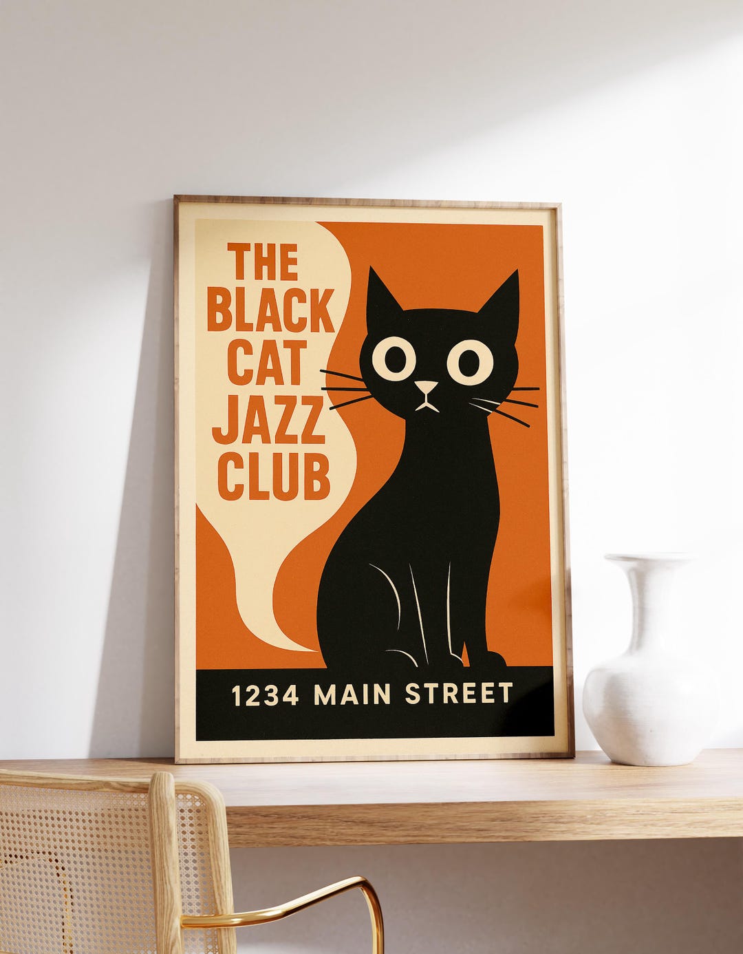 The Black Cat Jazz Club Retro Poster – Vintage Cat Music Print - Etsy